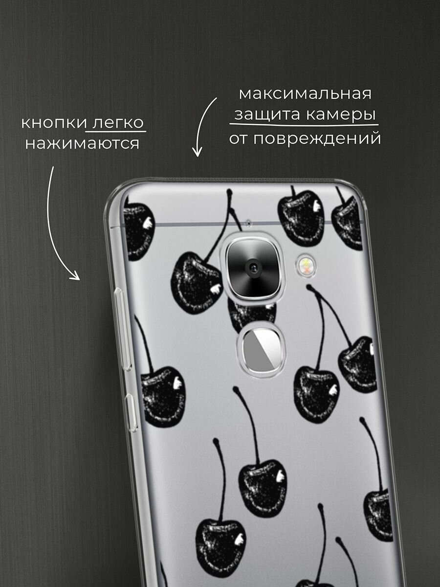 Чехол на LeEco Le 2/2 pro / Лееко Ле 2/2 про с принтом "Черная вишня", прозрачный — фото 1