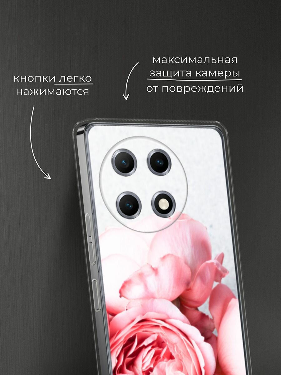 Чехол на Tecno Camon 30S / Текно Камон 30S с принтом "Пионы на белом" — фото 1