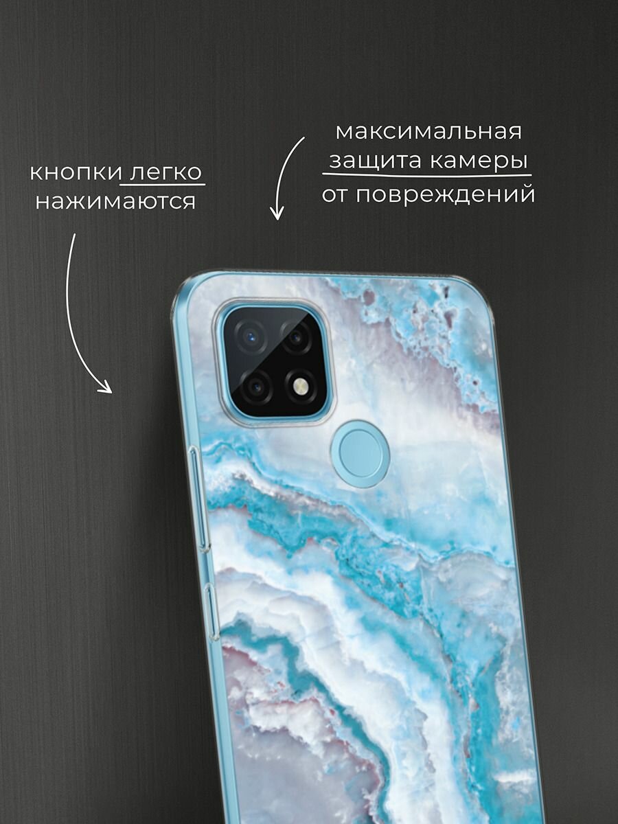Чехол на Realme C21 / Реалми С21 с принтом "Нежно-голубой мрамор" — фото 1