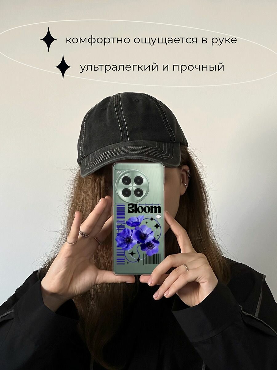 Чехол на OnePlus Ace 3 Pro / Ван Плас Эйс 3 Про с принтом "Завораживающие анемоны", прозрачный — фото 1