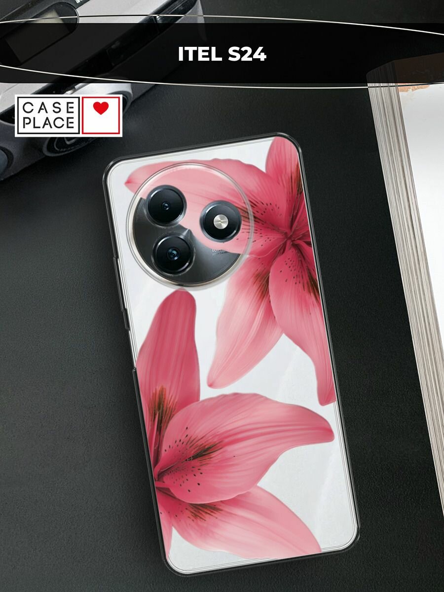 Чехол на Itel S24 / Ител S24 с принтом "Pink flower"