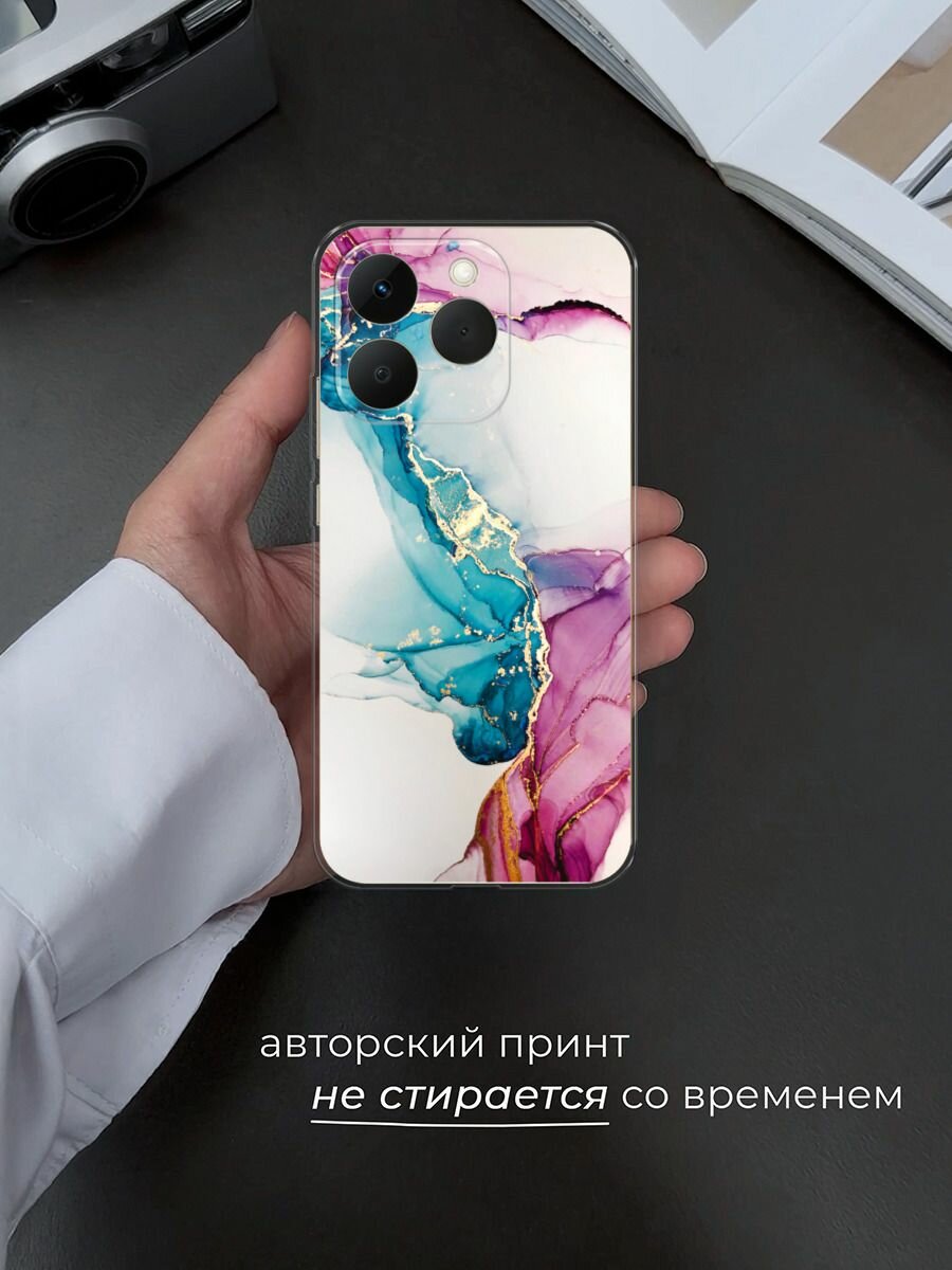 Чехол на Realme 15T / Реалми 15Т с принтом "Розовые разводы рисунок" — фото 1