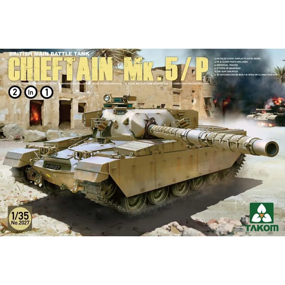 Сборная модель Британский танк Chieftain Mk.5 (2 в 1) Takom 2027