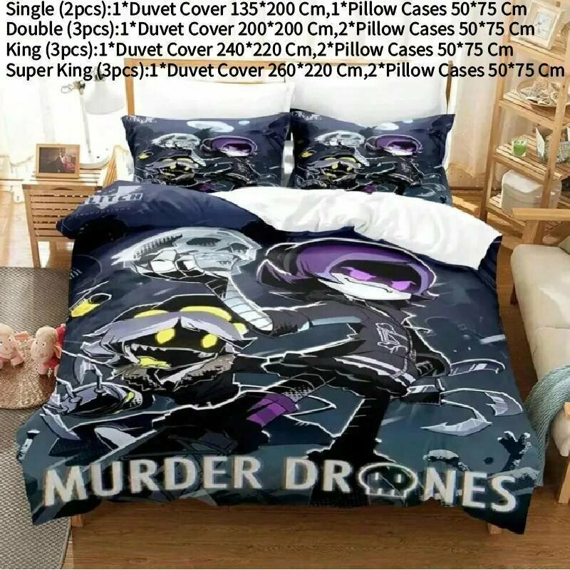 Набор постельного белья murder drones с мягкой тканью для детей двуспальный