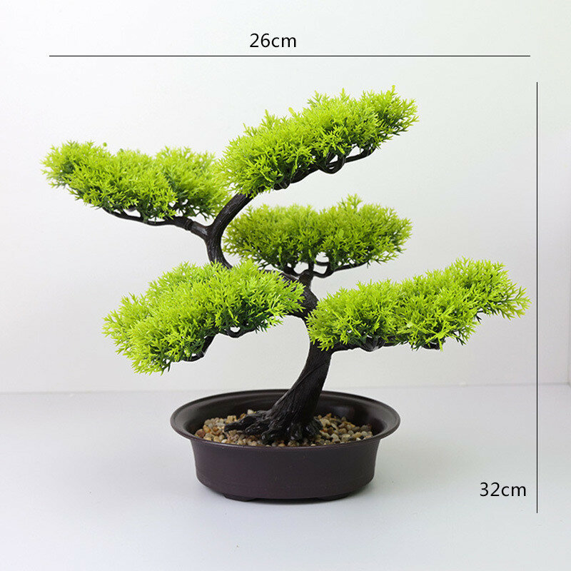 Realistic faux pine tree with plastic construction for home and office decorative accent style d