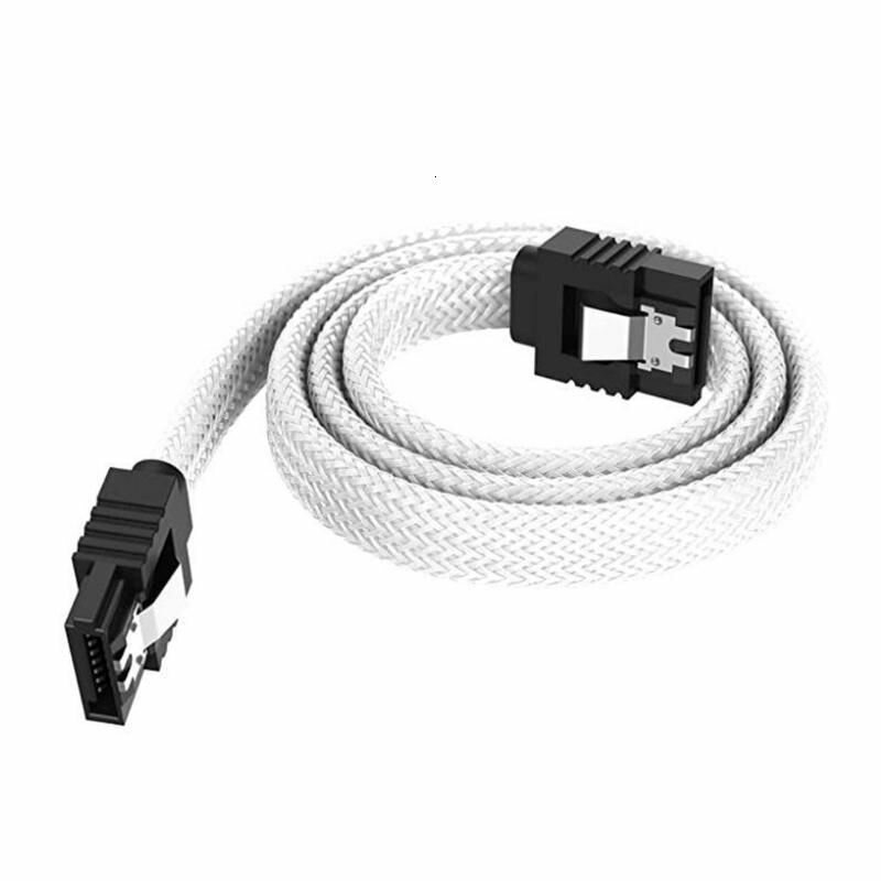 Кабель SATAIII 6Gbps 50см с нейлоновой оплеткой и фиксирующими защелками для SSD и HDD, Белый