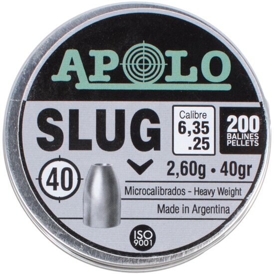 Пуля пневматическая Apolo Slug, для винт, 6.35 2.6 гр. 40 gr (200 шт.)