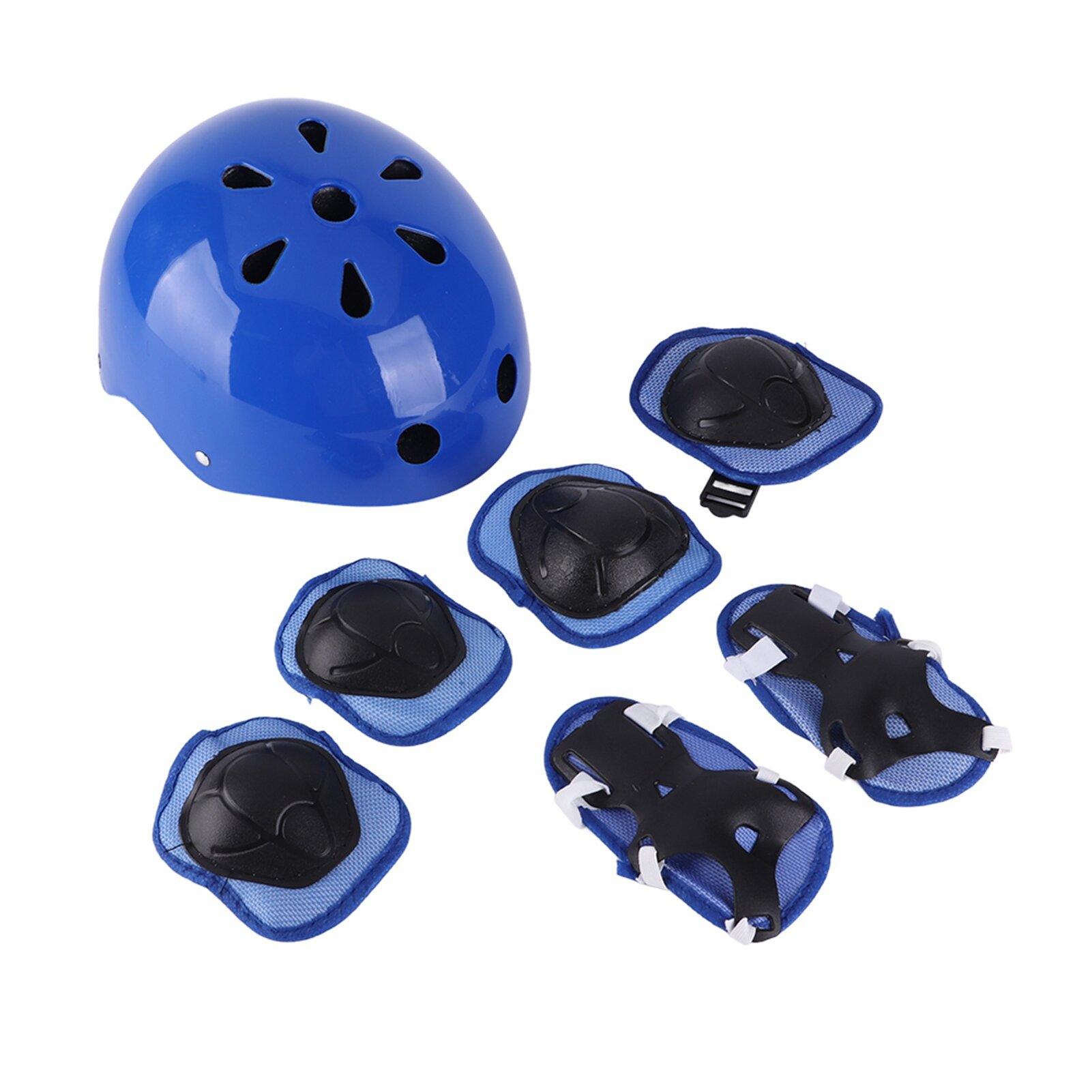 7 предметов Детский набор для защиты: шлем, налокотники, накладки на запястья, наколенники для скейтборда, комплект экипировки для велосипеда и роликов, синий цвет