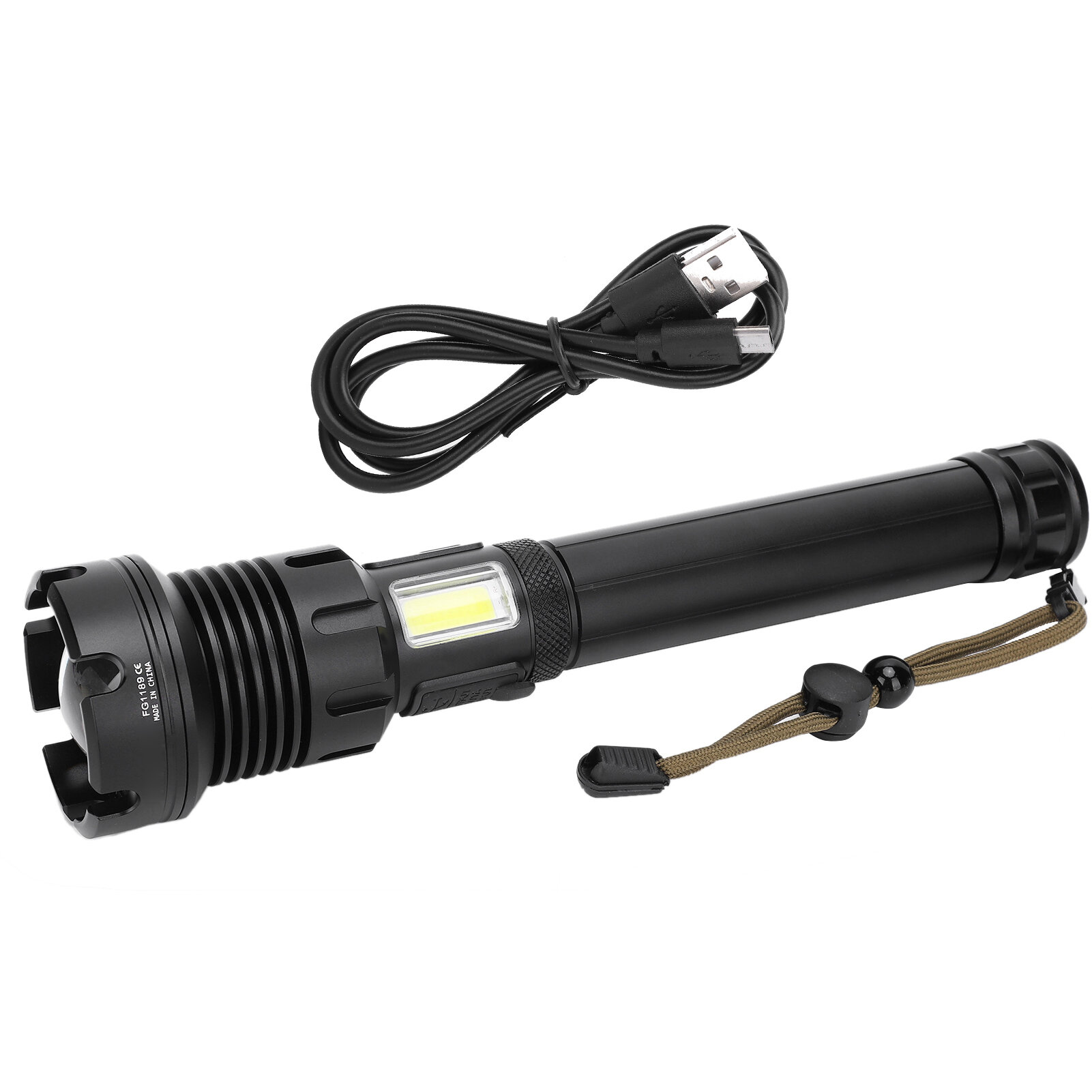 Мощный светодиодный фонарь XHP90 COB из алюминиевого сплава с USB-зарядкой, предназначенный для кемпинга и походов.