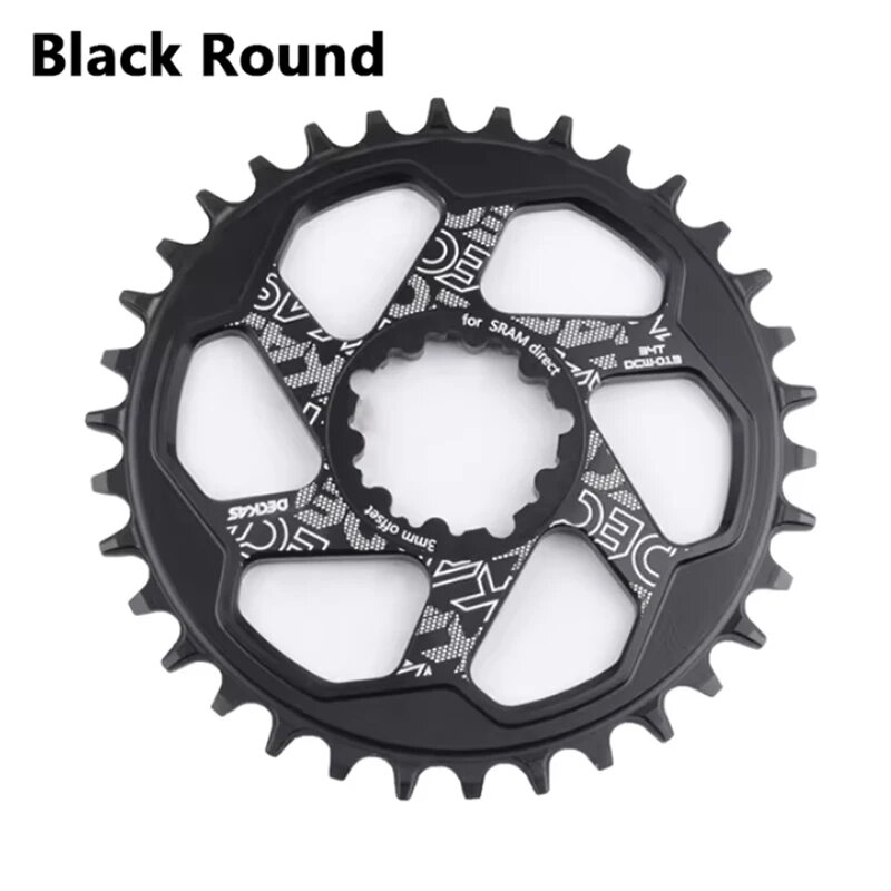DECKAS Шатуны для велосипеда алюминиевый сплав 3 мм / 6 мм oval/round 3mm offset, 38т, BLACK ROUND