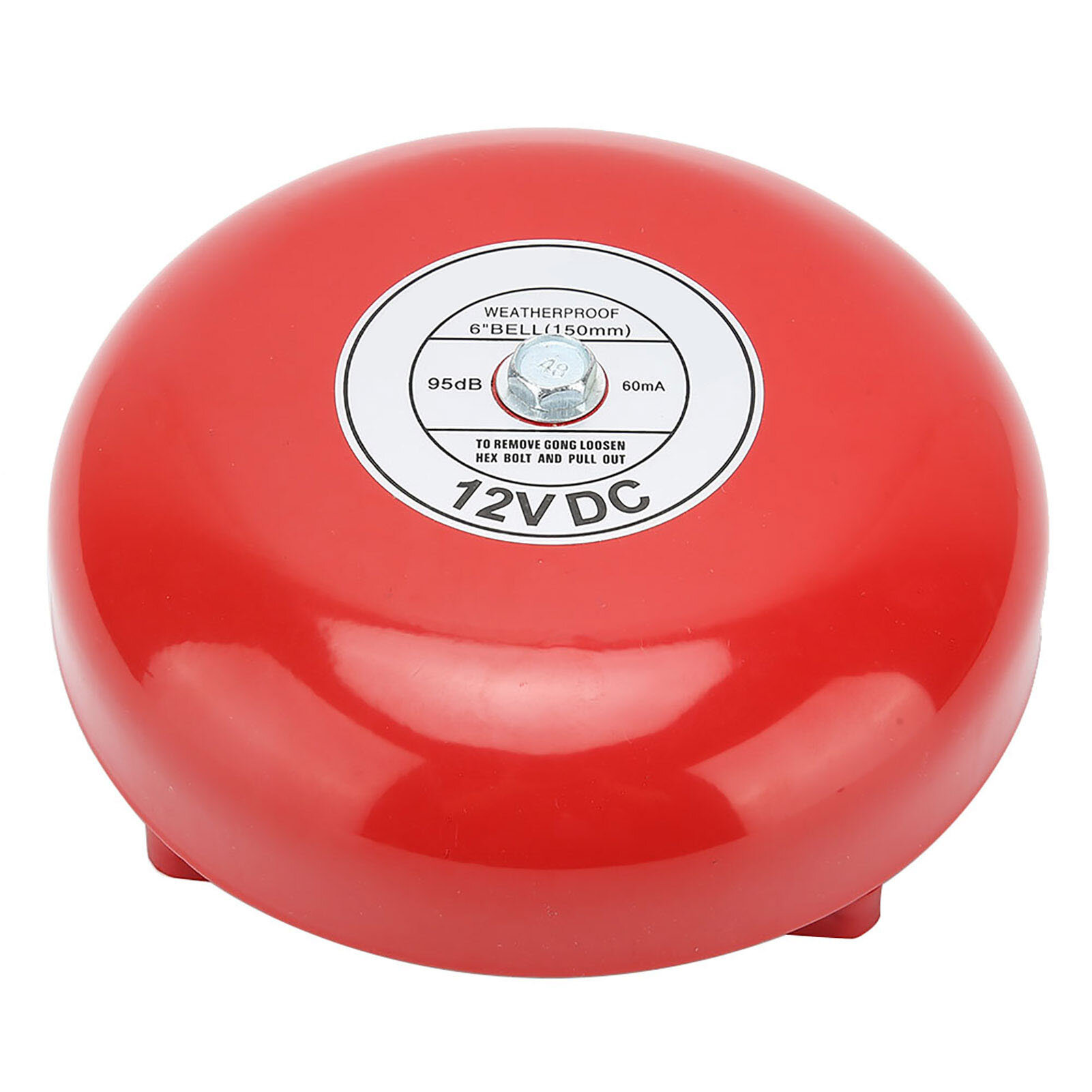 Электрический звонок из углеродистой стали с внутренним бойком, 6 дюймов, 95 дБ, DC12V