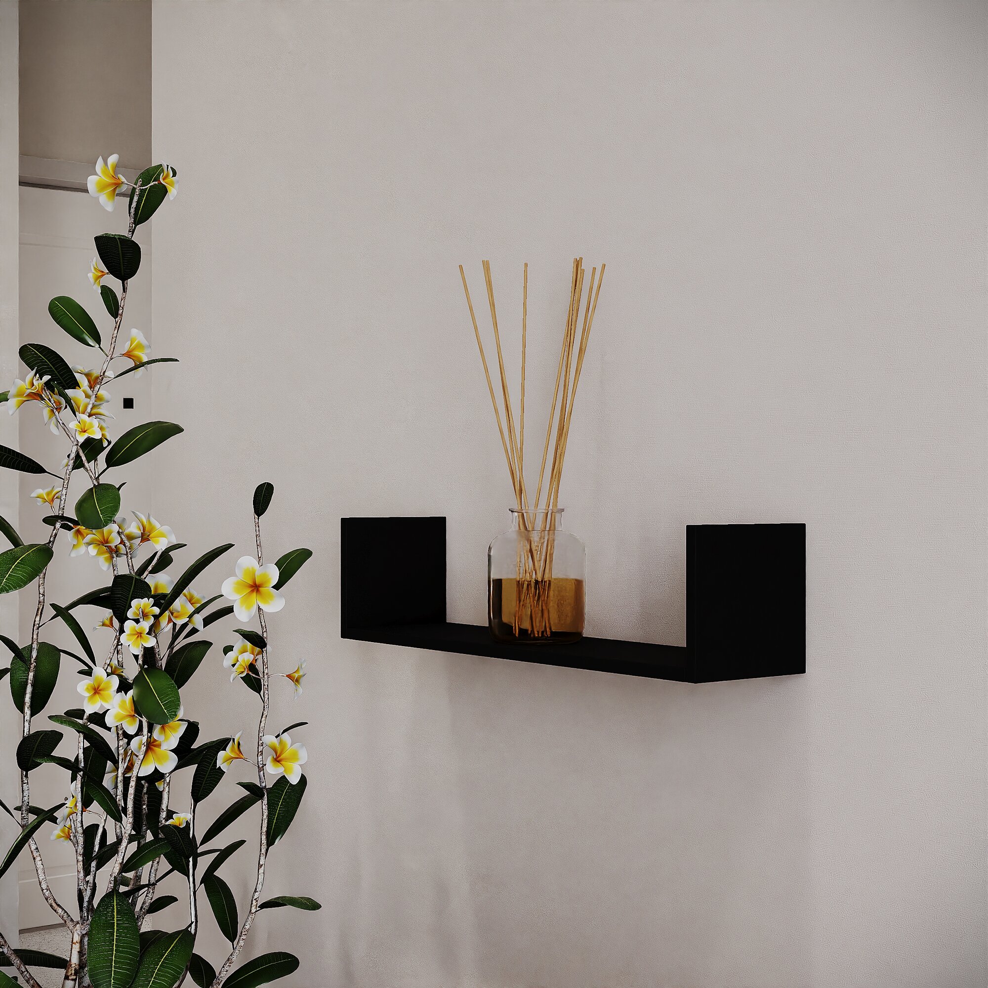 Настенная полка Династия, черная, Интерьерная, для сувениров/специй/игрушек,60х13х13 см.