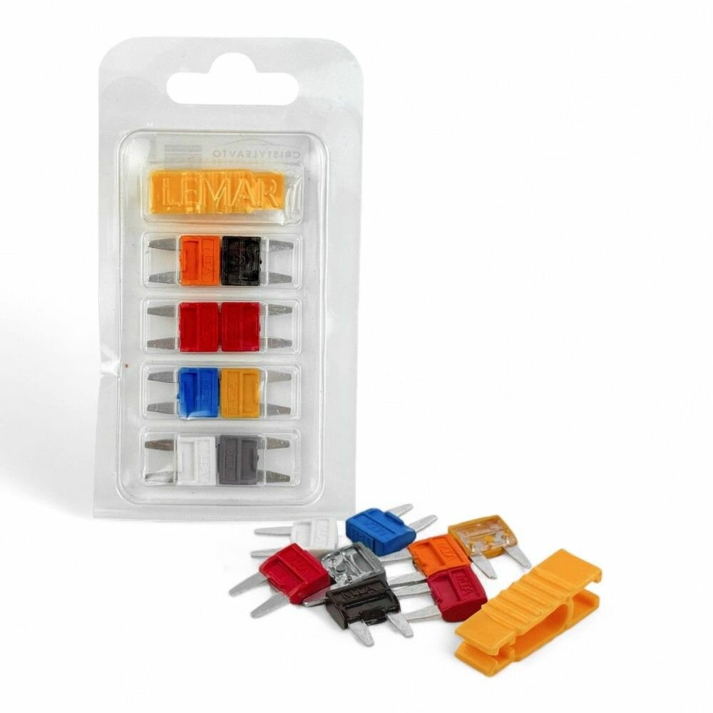 Предохранители флажковые с пинцетом мини (5а, 7,5а, 10а, 15а, 20а, 25а, 30а) 8шт./ 50