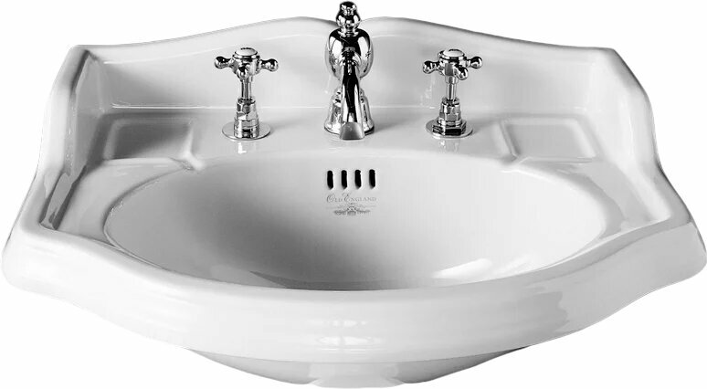 Раковина подвесная Simas Arcade AR814 59 подвесная, 59 см, фарфоровая, раковина для ванной, белая, полукруглая, со сливом-переливом, в ретро стиле