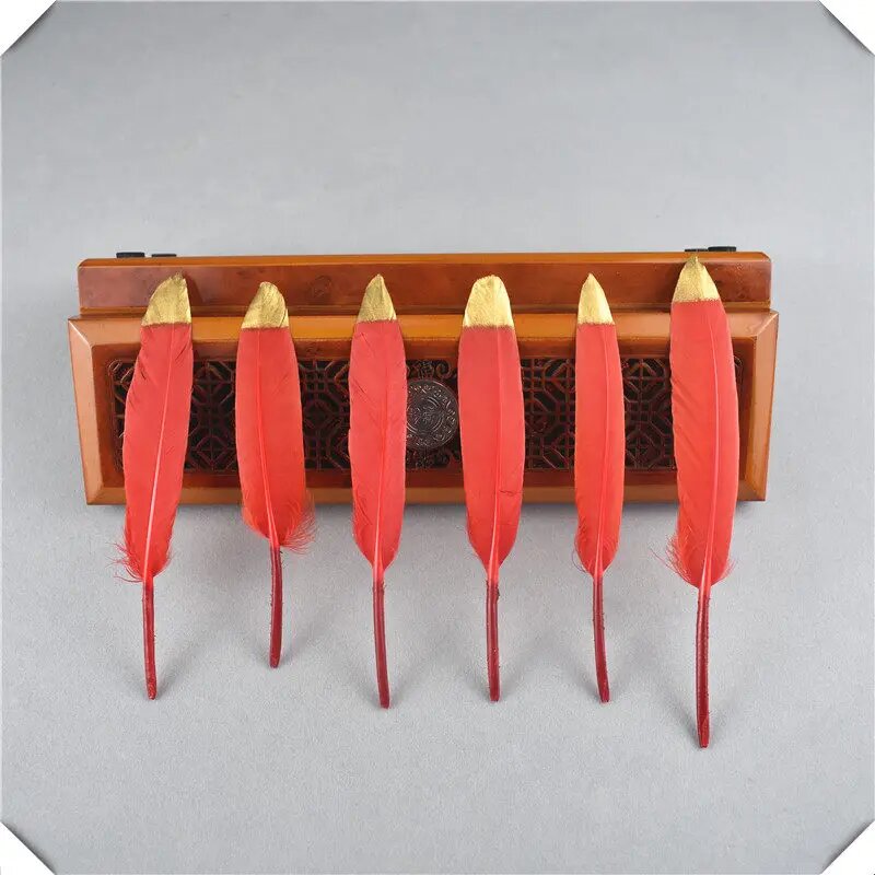 Золотые утиные перья для поделок WHxmsh 10-15 см 10pcs, Red Gold feathers