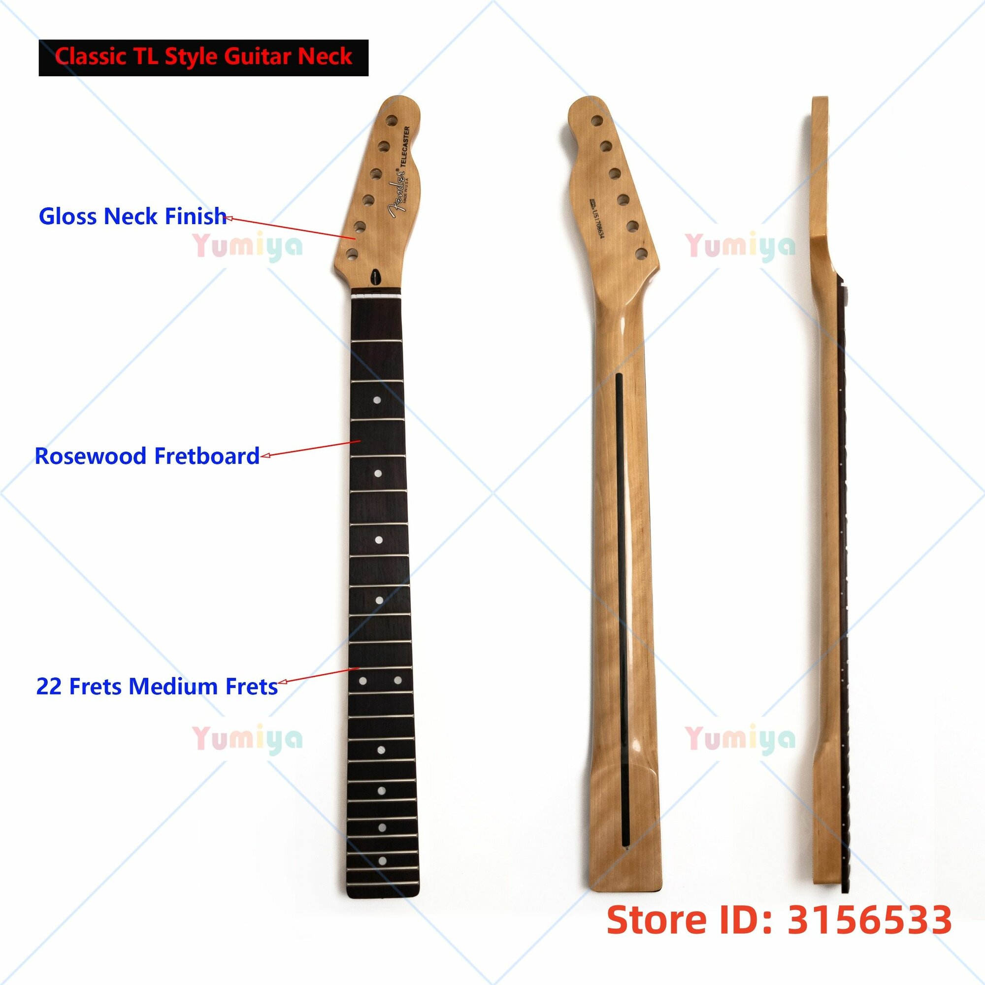 Гриф электрогитары Fender Telecaster с 22 ладами, Накладка из розового дерева, Аксессуары для гитары