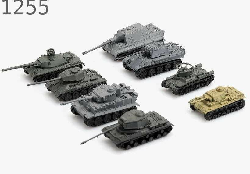 Набор сборных моделей танков 2-й мировой, масштаб 1:144, 8 танков СССР и Германии собираются без клея, для диорам, коллекций и подарка любителям истории