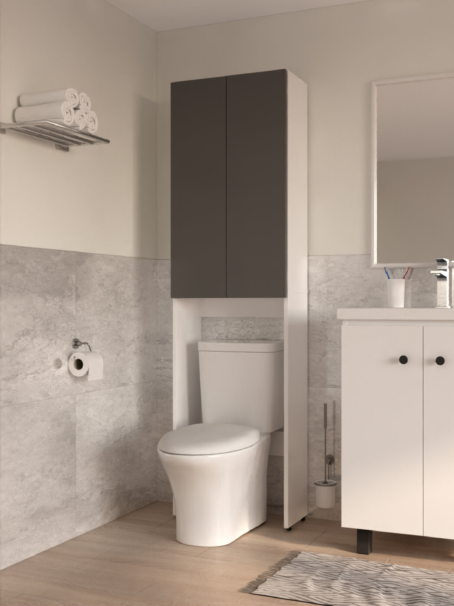 Шкаф-пенал над унитазом Белый