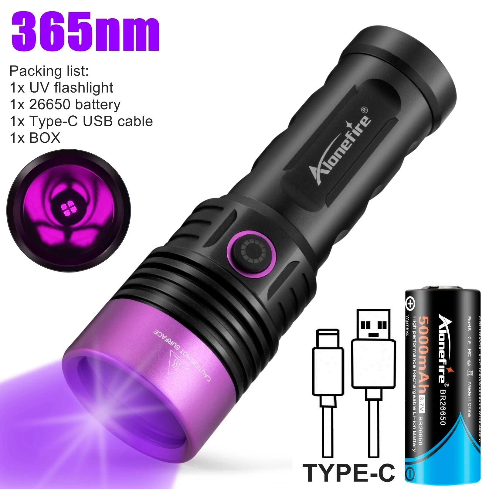 Alonefire SV53 УФ-фонарь 20Вт черный