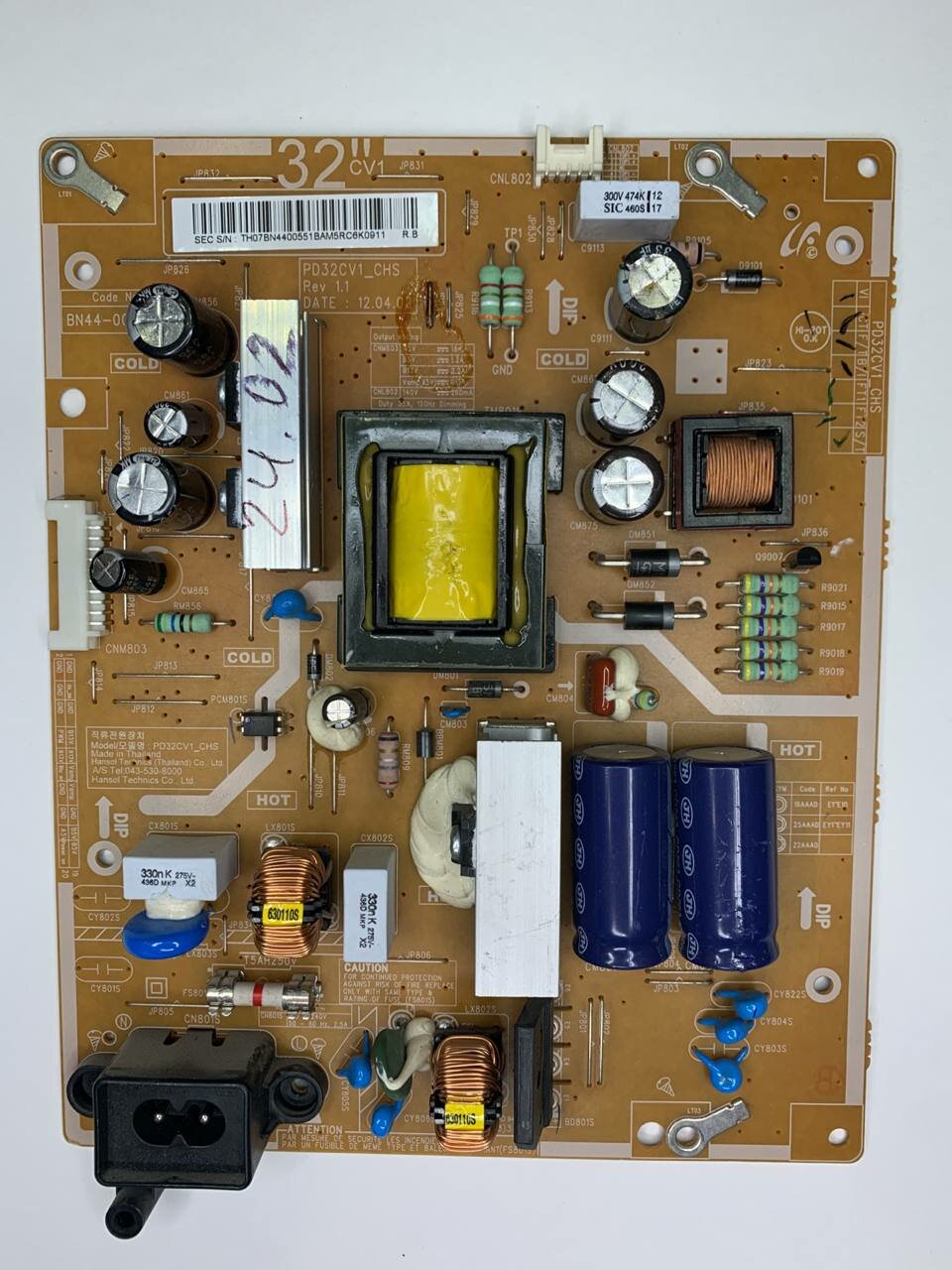 Блок питания PSU: BN44-00551B, PD32CV1_CHS для телевизора SAMSUNG UE32EH6037K