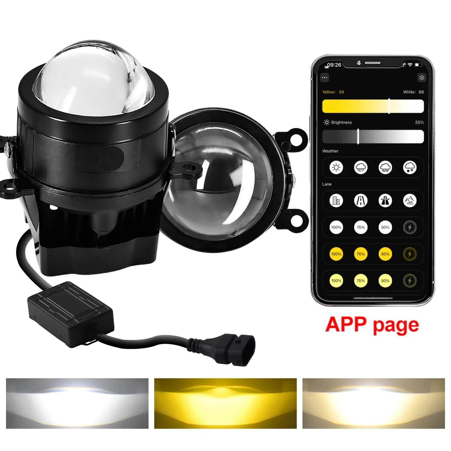 EAGLEVISION Универсальная линза 6000K Белая Автоматическая лампа Супер яркая 500 Вт 2PCS APP Control