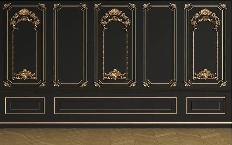 Обои на стену черные с золотым декором, 1 кв. м, Цвет: 7, Pearlescent cloth