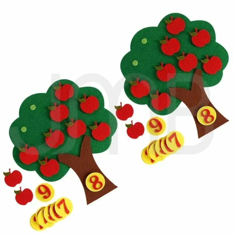 Образовательная Игрушка Дерево Яблок 2 Набора Для Дошкольного Обучения Размер 27.00X24.00X1.00Cm