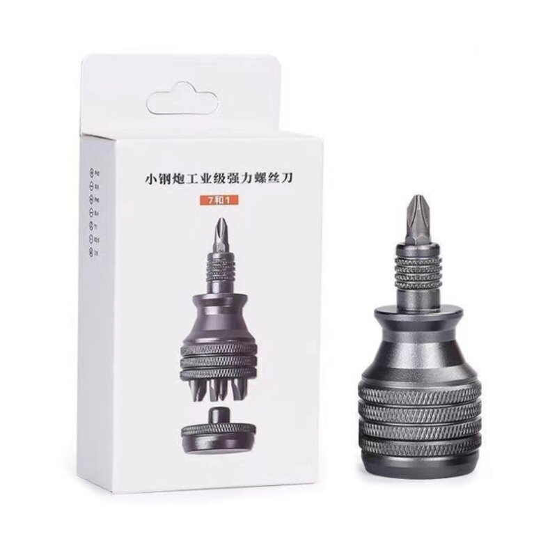 Ручка Отвертки из сплава, Держатель Отвертки для 1/4-дюймового долота с противоскользящим дизайном, Магнитный 7-Битный PH2 Y1 SL6 SL4 PH0 2.6