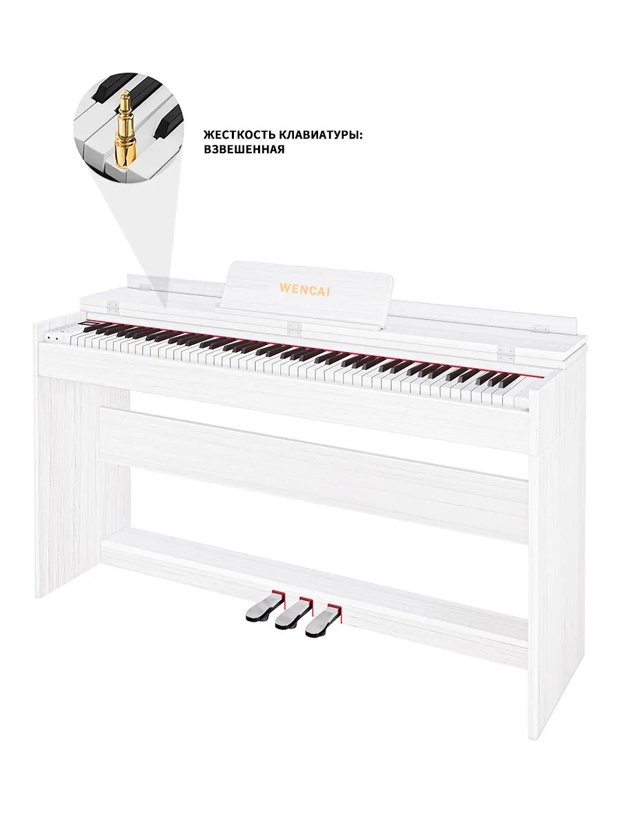 Цифровое пианино WENCAI BL-8812,128 тембров,88 клавиш, взвешенной клавиатурой молоточковой, с педаль сустейна, белый