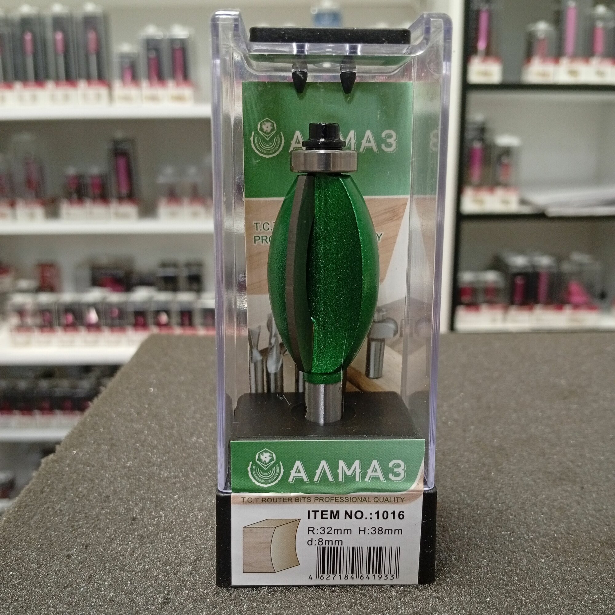 Фреза Галтельная R32 ( овал) с подшипником алмаз 1016 D:26mm I:38mm d:8mm