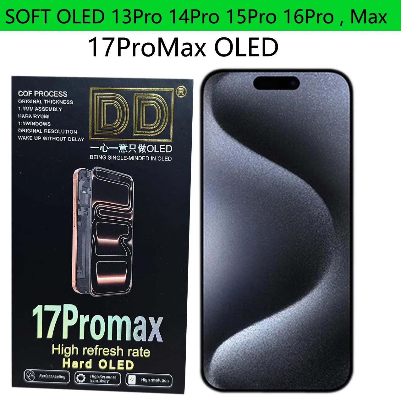 Новый OLED ЖК-дисплей Pantalla, замена для iPhone 15 16 16E 15pro 16pro 13Pro 14Pro 17Pro Max, дигитайзер сенсорного экрана в комплекте 14promax SOFT DD