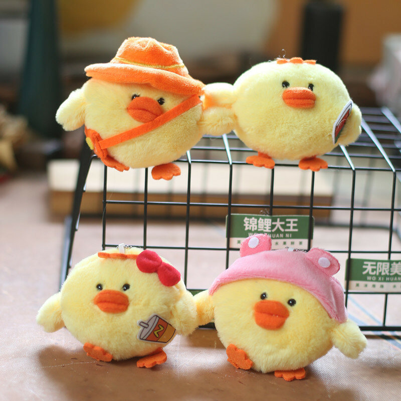 Cute chick plush keychain soft stuffed animal bag charm gift for kids teens room decor stylea