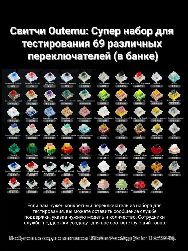Свитчи Outemu: Супер набор для тестирования 69 различных переключателей (в банке)