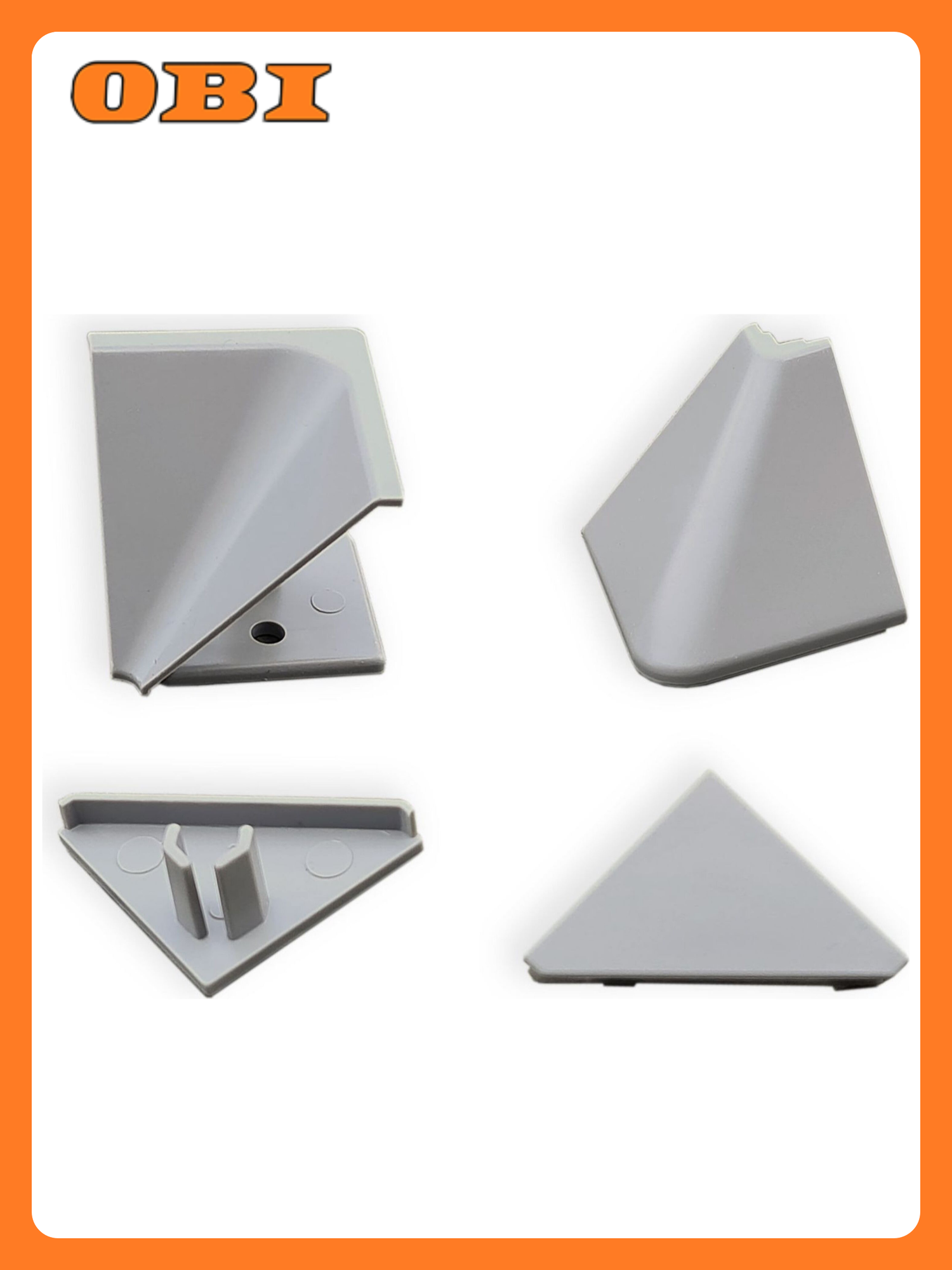 Заглушки для плинтуса, пластик, матовая поверхность, комплект 4 шт, цвет серый