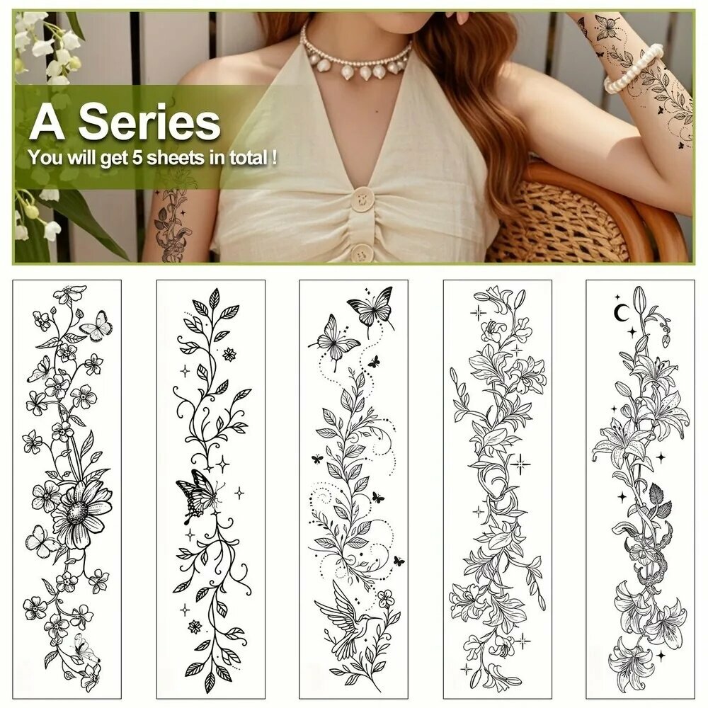 Набор переводных 5 тату женских