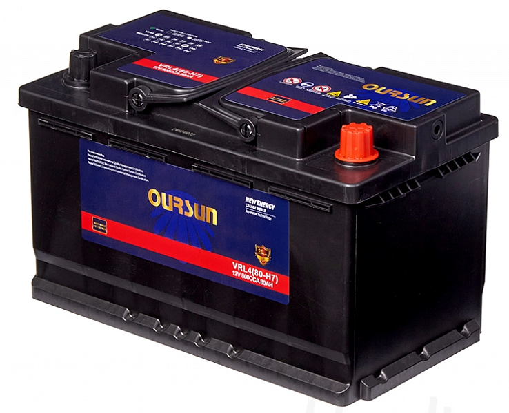 Аккумулятор автомобильный OURSUN AGM VRL4 (80-H7) 80Ah 800A ОП (315х175х190) L4 315x175x190