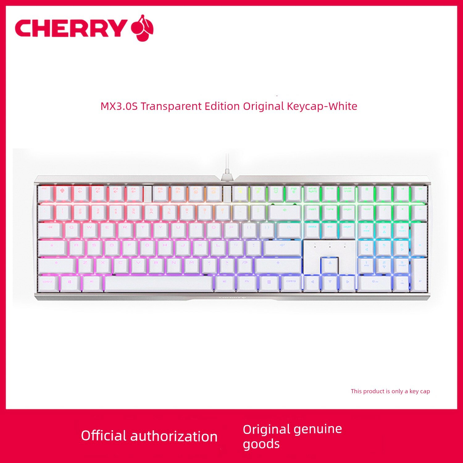 Оригинальные полупрозрачные кейкапы CHERRY с оригинальной боковой гравировкой MX1.0, MX8.0, MX3.0S, G80-3000S