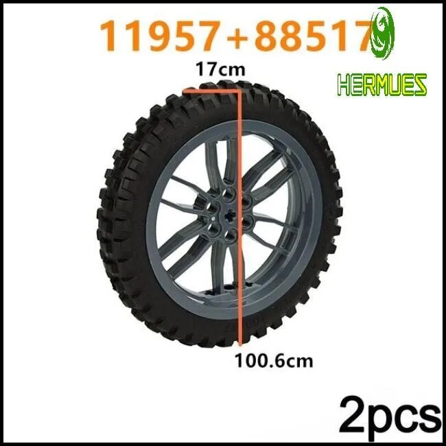 Колесо для технических шин MOC, комплект с поперечными отверстиями, колеса для мотоциклов, грузовиков, совместимые 44309 92402 32019 54120 11957 Строительный блок-Hermues Mall