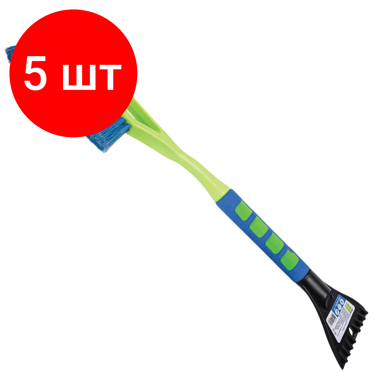 Комплект 5 шт, Щетка со скребком для снега автомобильная, мягкая щетина, 63.5 см, OKTAN, А3-01-01