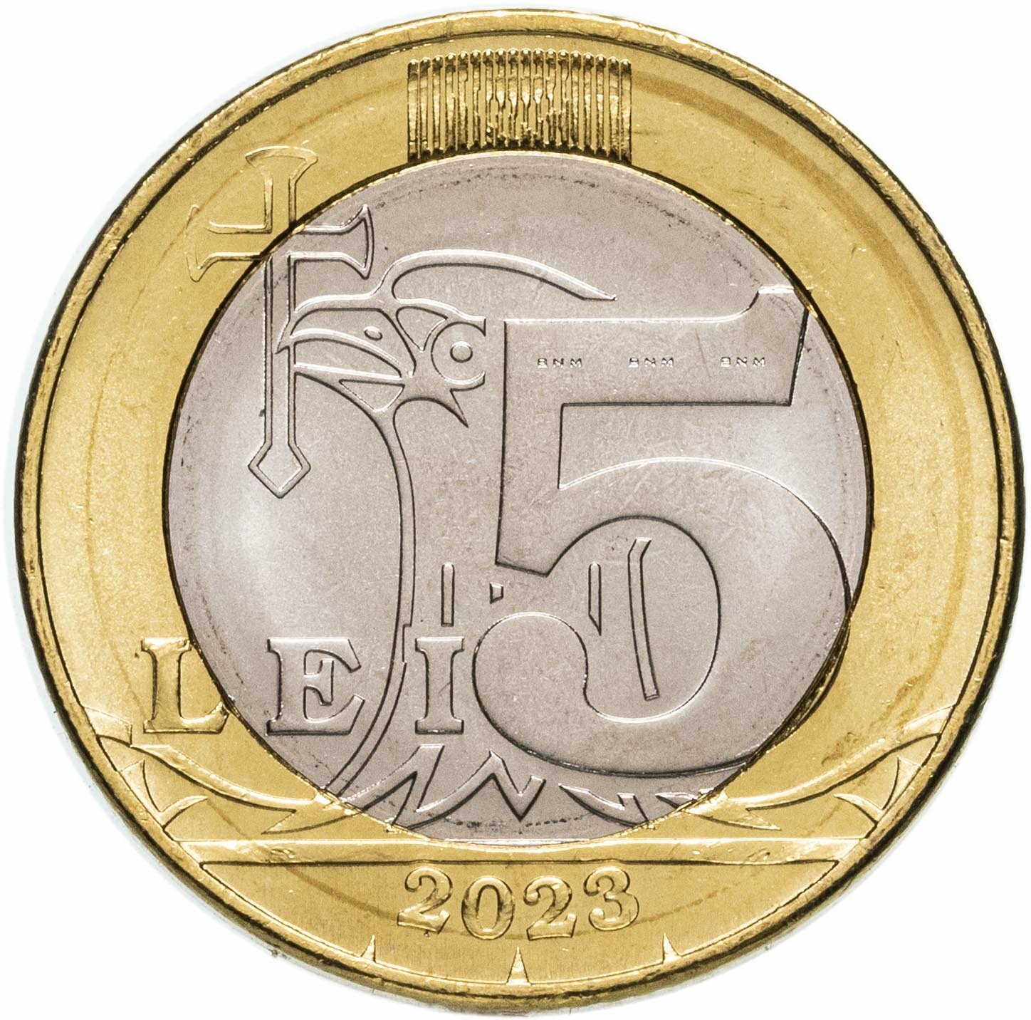 Молдавия Молдова 5 леев 2023, Биметалл, в сохранности UNC