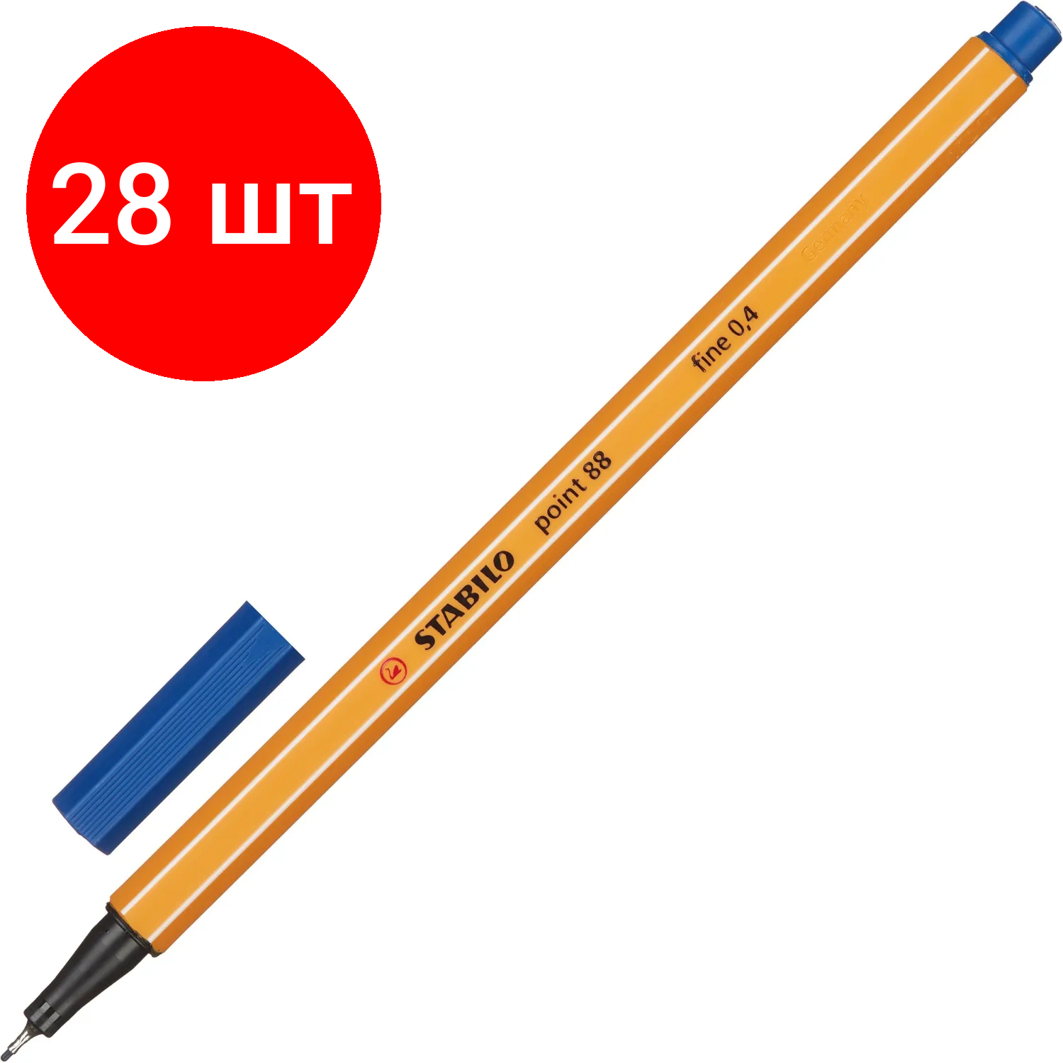 Комплект 28 штук, Линер STABILO Point 88/41 0.4мм синий