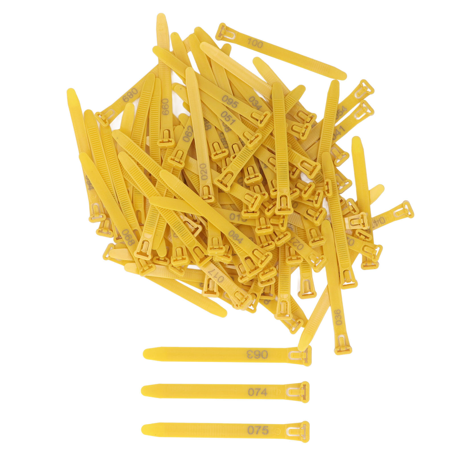 Кольца для куриных ножек 1-100, пронумерованные идентификационные ленты для куриных ножек, многоразовые бирки для уток, цыплят, куриных голубей, гусей, желтые