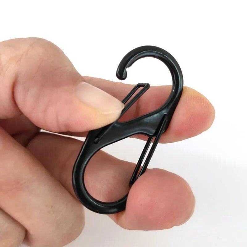 Карабин металлический двойной 48х20 мм, 6 шт, цвет черный