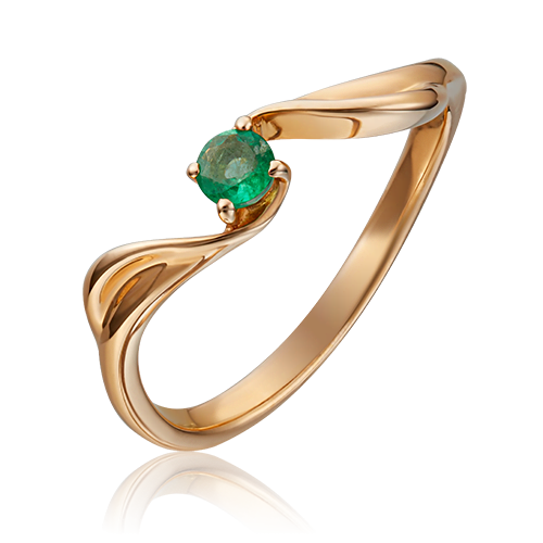 Кольцо, красное золото, 585 проба, изумруд