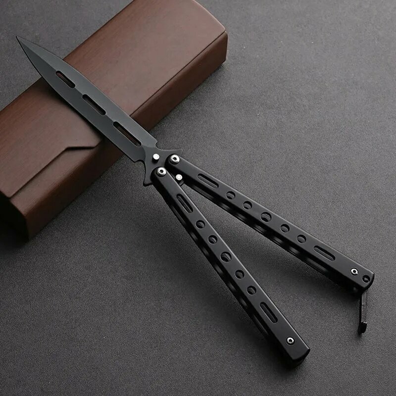 Нож бабочка металлический 22,5 см. Складной трюковый учебный, тренировочный для ребенка, подростка. В подарок мужу, другу, брату, мужчине на Новый год или день рождения