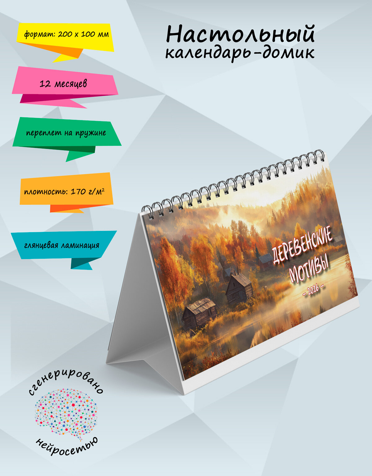 Настольный календарь-домик "Деревенские мотивы" на 2026 год