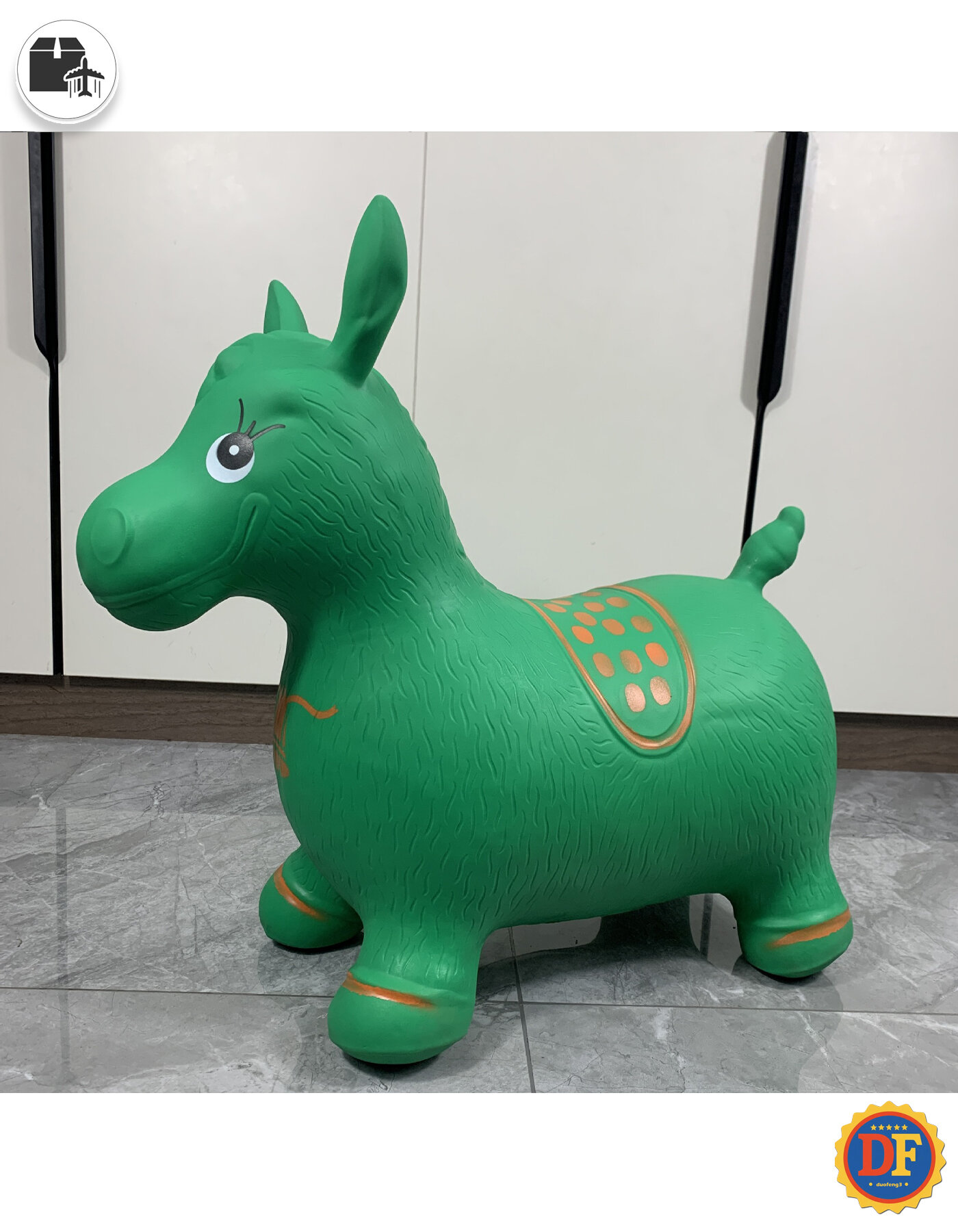 Детская надувная лошадка-ишак — 6 дизайнов для активных игр с помпой в подарок，Зеленая лошадь