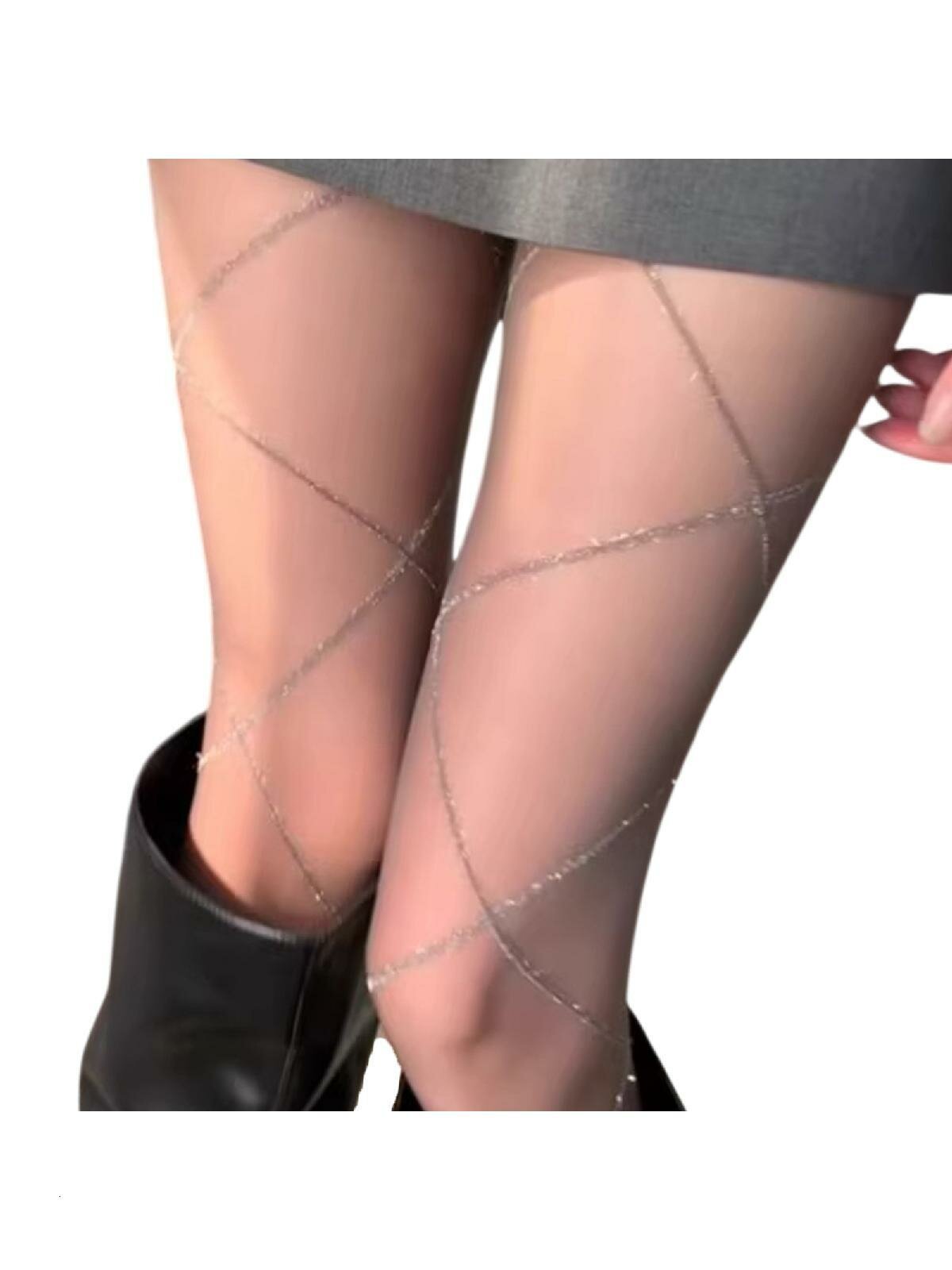 Женские блестящие колготки с ромбовидным узором, Серый