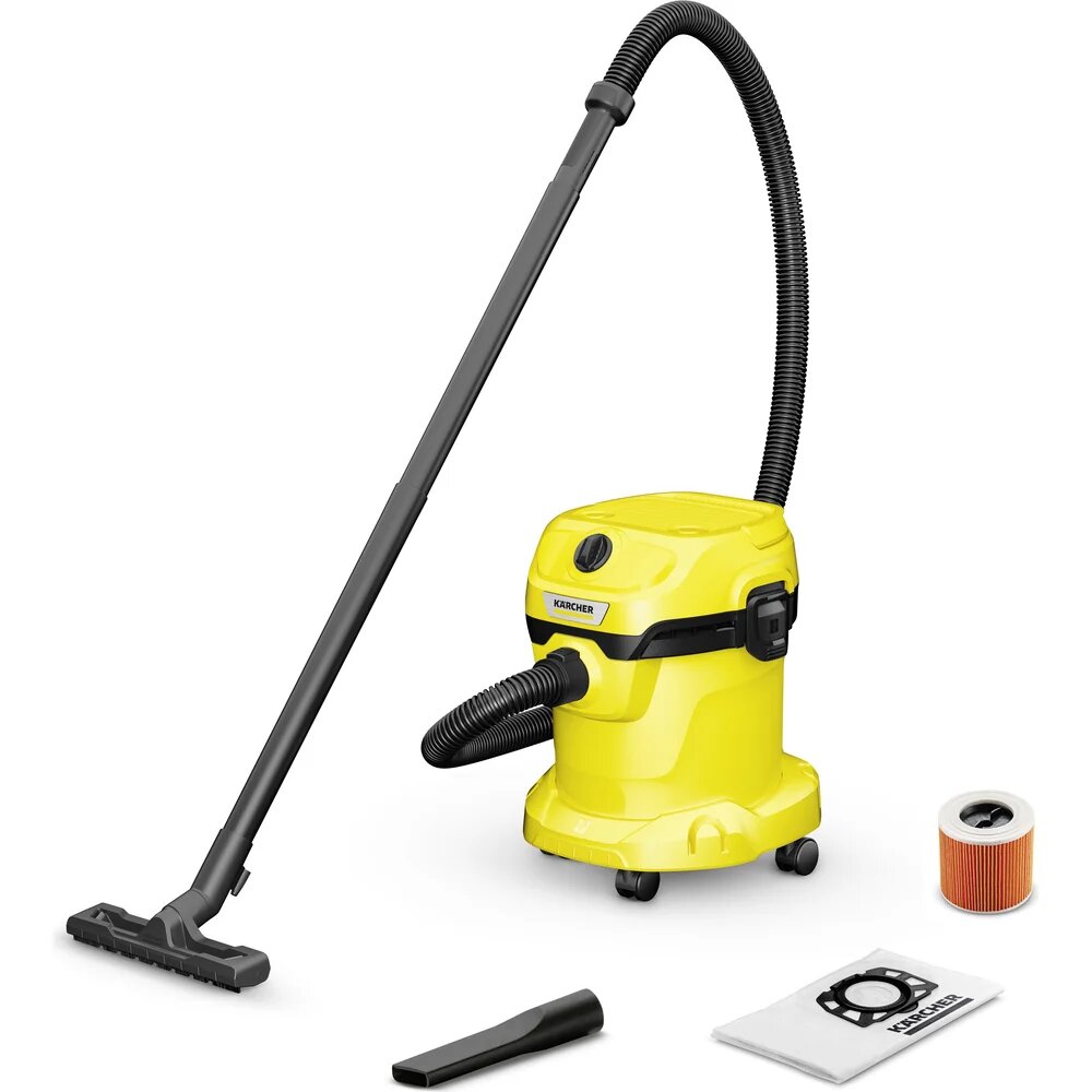 Пылесос Karcher WD 2 Plus V-15/6/18/C: мощность 1000 Вт, 15 л, 2 насадки для влажной и сухой уборки, длина шланга