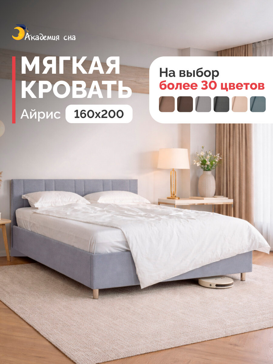 Кровать 160х200 двуспальная Академия сна Айрис Тк. Velutto 52